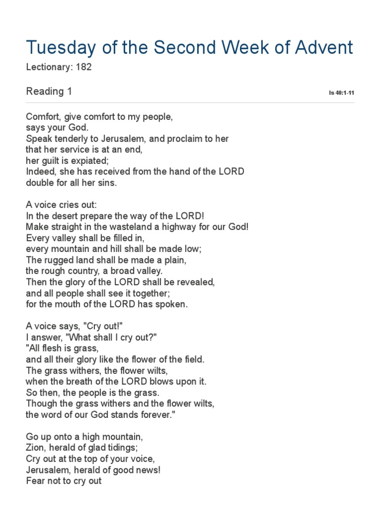 Tuesday of The Second Week of Advent - USCCB | PDF