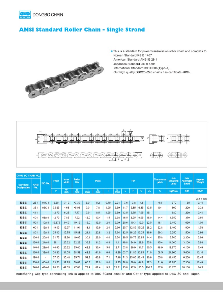 ANSI Standard Roller Chain | PDF | Mechanics | Mechanical Engineering