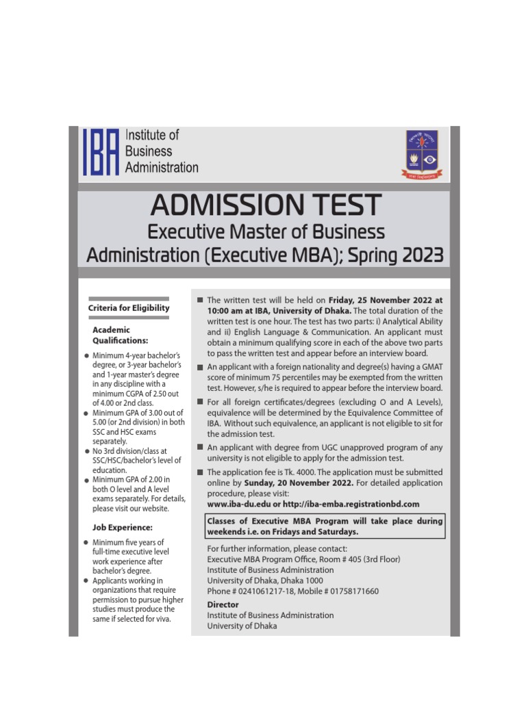 EMBA - Ad. Spring 2023 Final V5 | PDF | Academic Degree | University ...