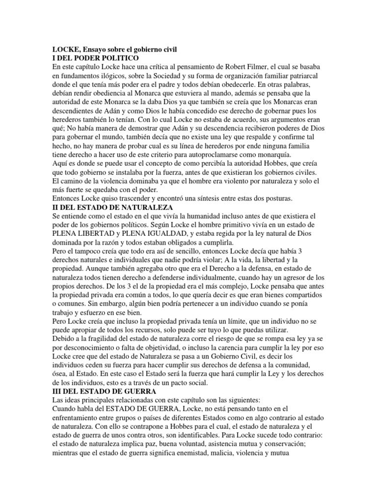Locke Ensayo | PDF | John Locke | Estado (política)