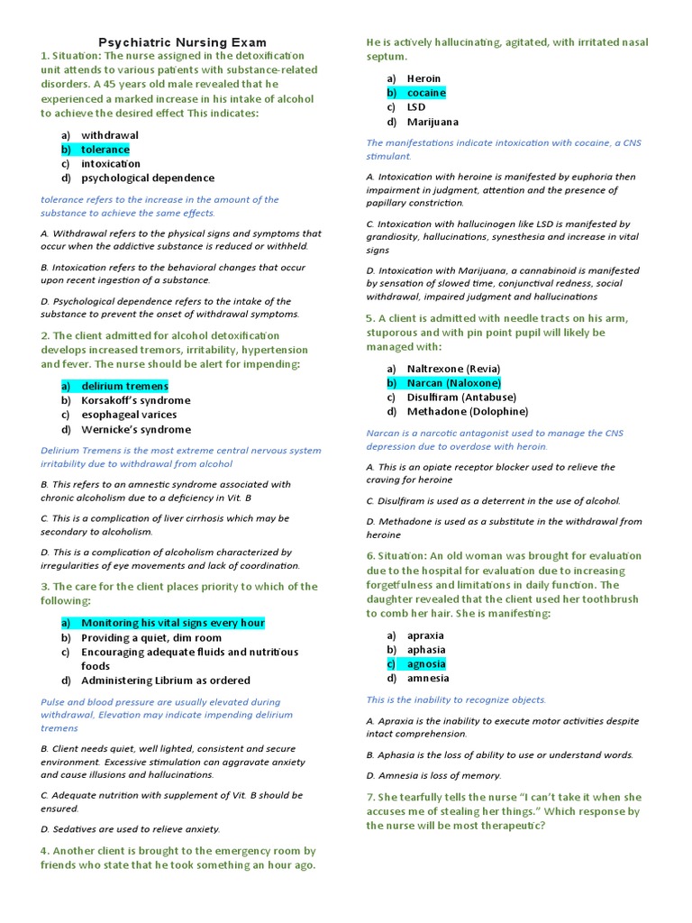 Psych Questions | PDF | Anxiety Disorder | Bulimia Nervosa