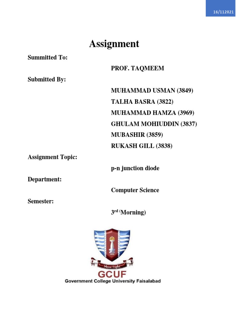 Basic Electronics Assignment Pdf Pn Junction Diode 1552