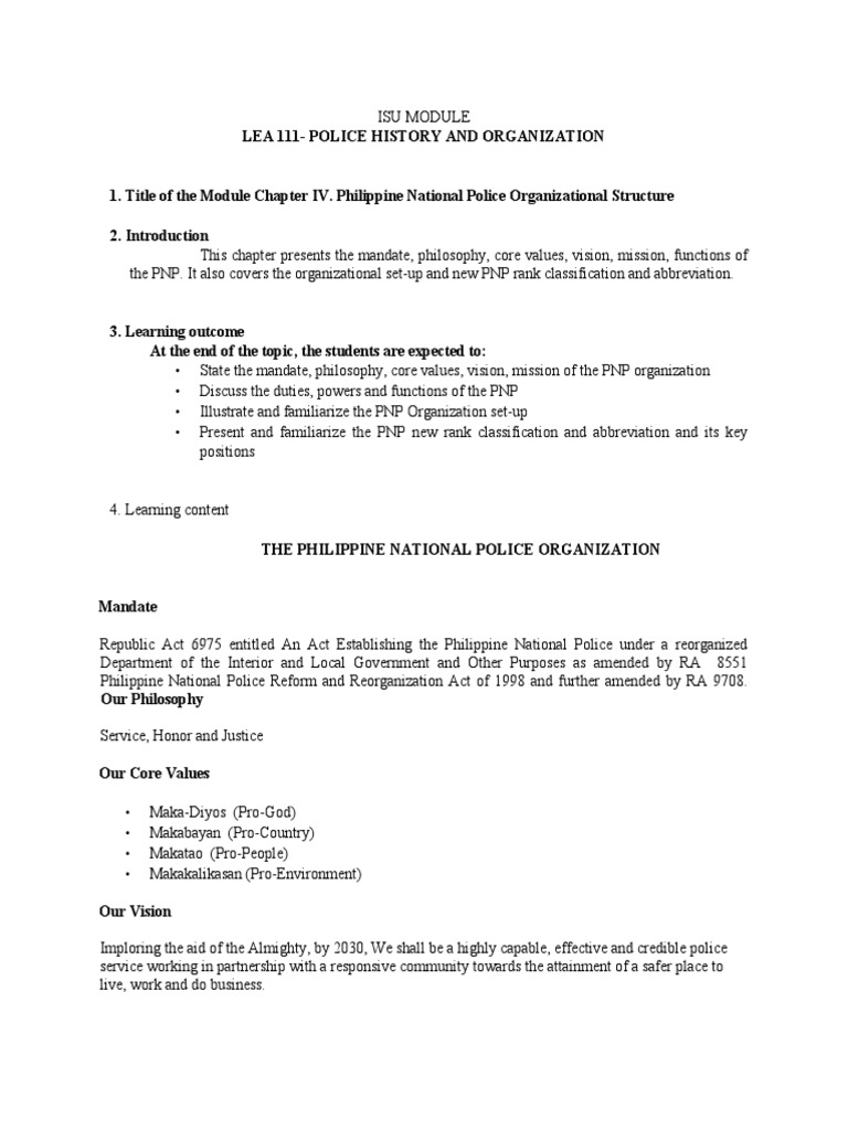 Police History and Organization Chapter-4 | PDF | Police | Inspector