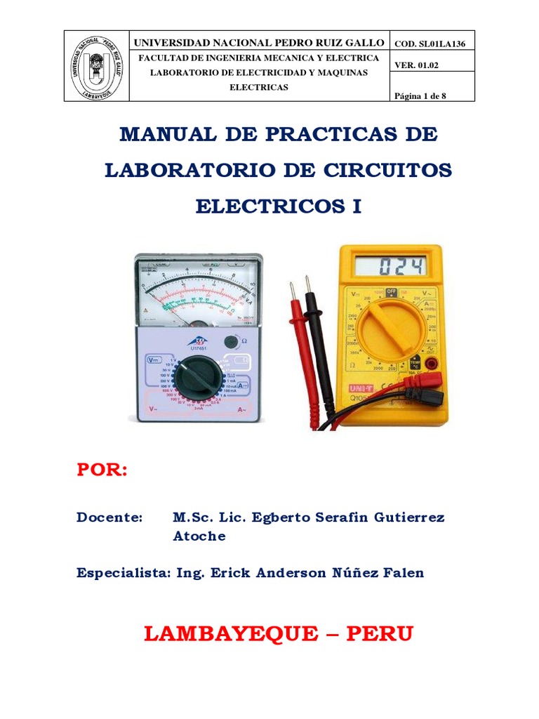 PRACTICA 01 GUIAS DE LABORATORIOS DE CIRCUITOS ELECTRICOS I Rev 3 | PDF | Resistor | Laboratorios