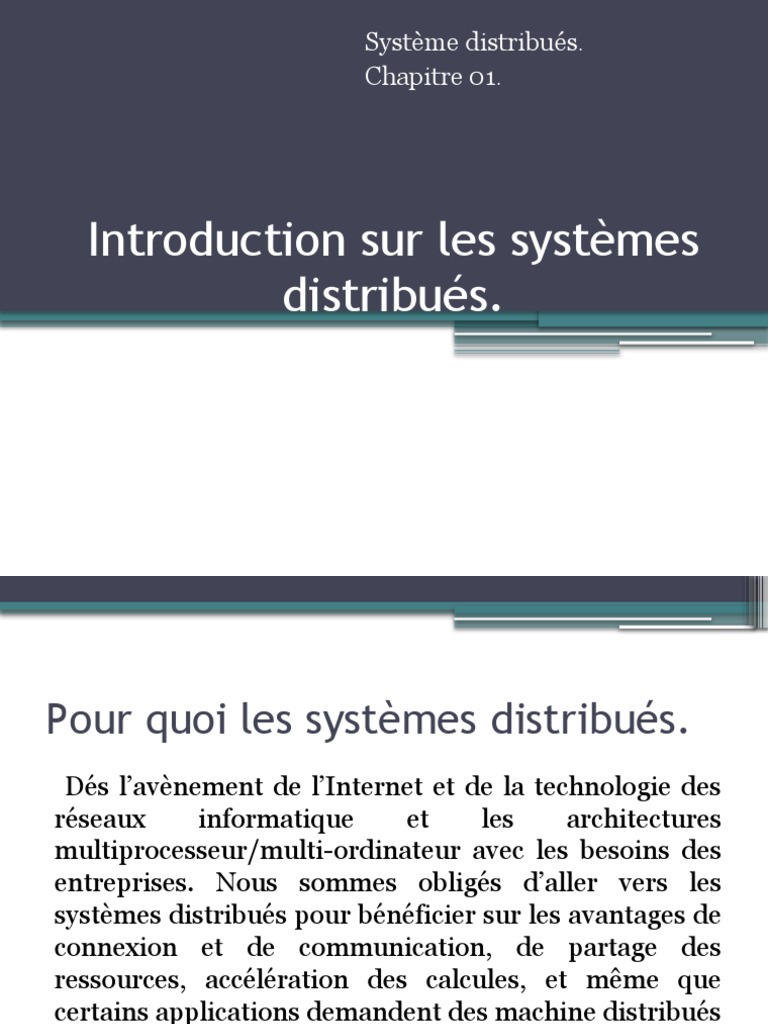 Chapitre 1 Introduction Sur Les Systèmes Distribués (Slides) | PDF | Système d'exploitation ...