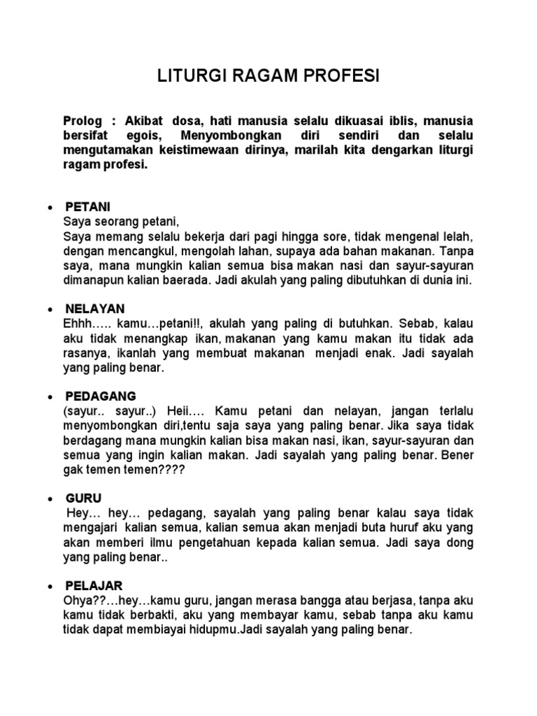 Liturgi Ragam Profesi B.indonesia | PDF | Agama & Spiritualitas