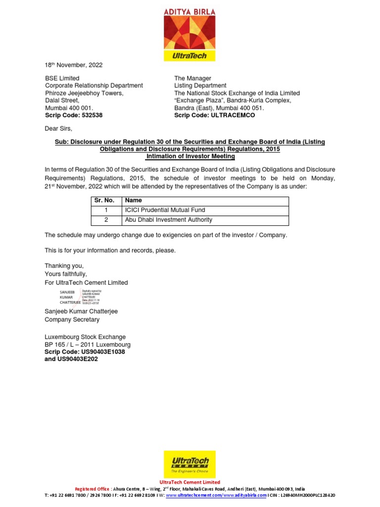 Registered Office:: Ultratech Cement Limited | PDF | Finance & Money ...