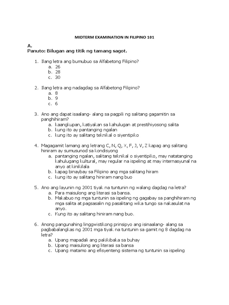 Fil 101-Midterm | PDF