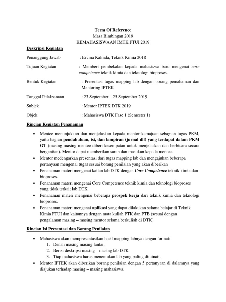 TOR II Mentoring IPTEK Core Competence | PDF