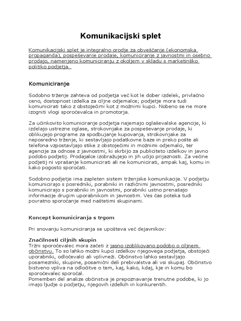 Komunikacijski Splet - G. Atlagic | PDF