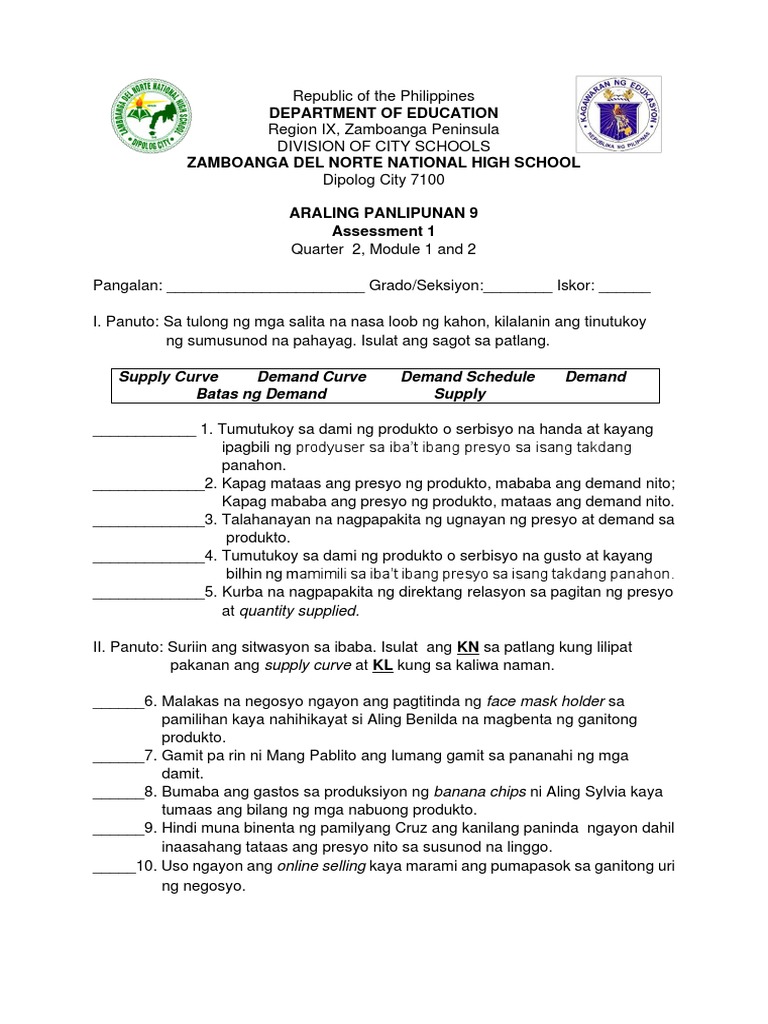 AP9 Q2 Assessment1 | PDF