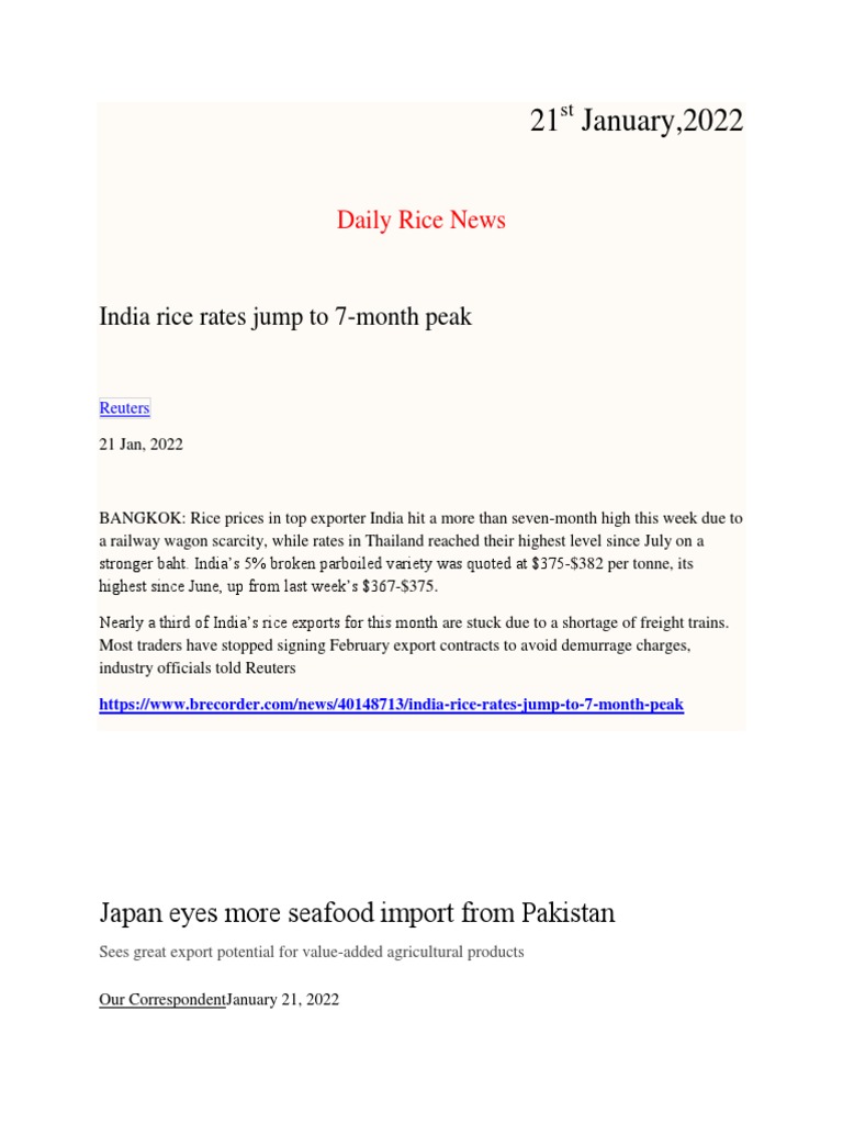 India Rice Prices Hit 7-Month High | PDF | Banks | Rice