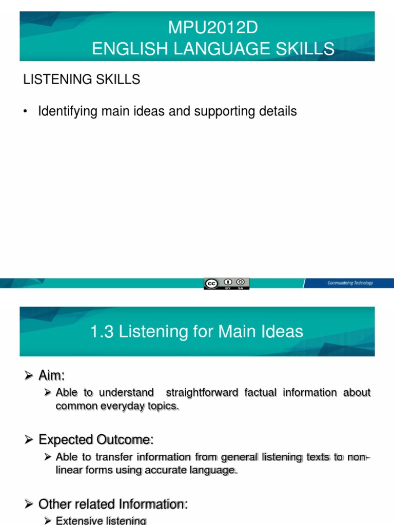 Mastering Main Idea Listening Skills | PDF | Information ...