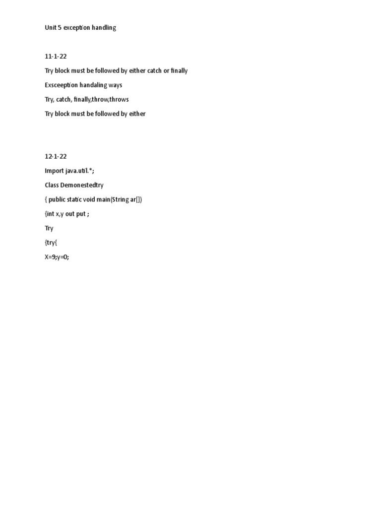 Java Exception Handling Basics | PDF