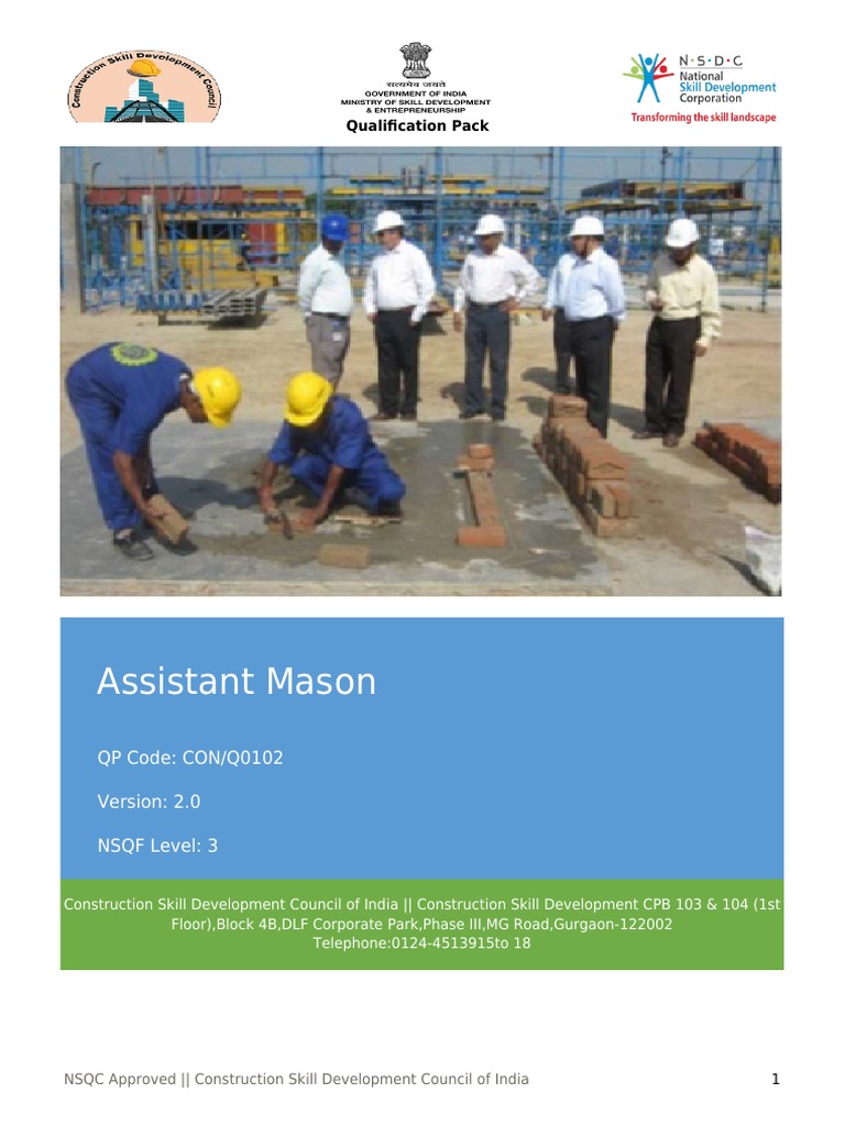 QP CON Q0102 Assistant Mason v2.0 | PDF | Concrete | Scaffolding