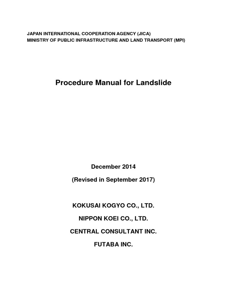 JICA-MPI Landslide Procedure Manual for Mauritius | PDF | Landslide ...