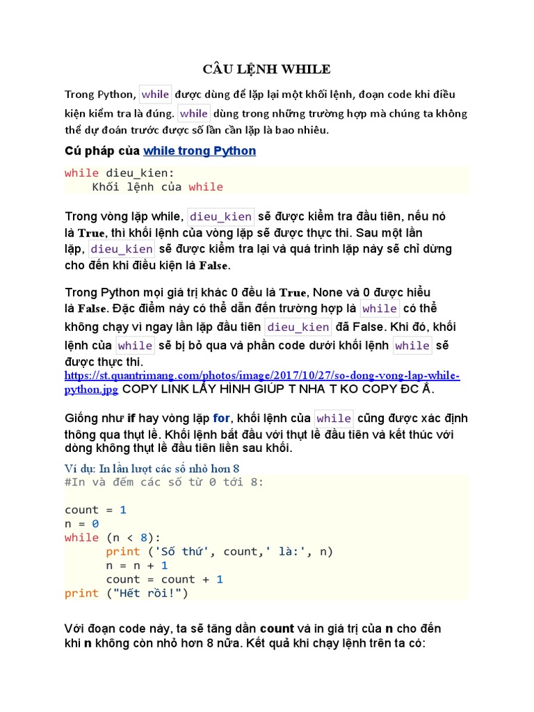 Câu Lệnh While | PDF