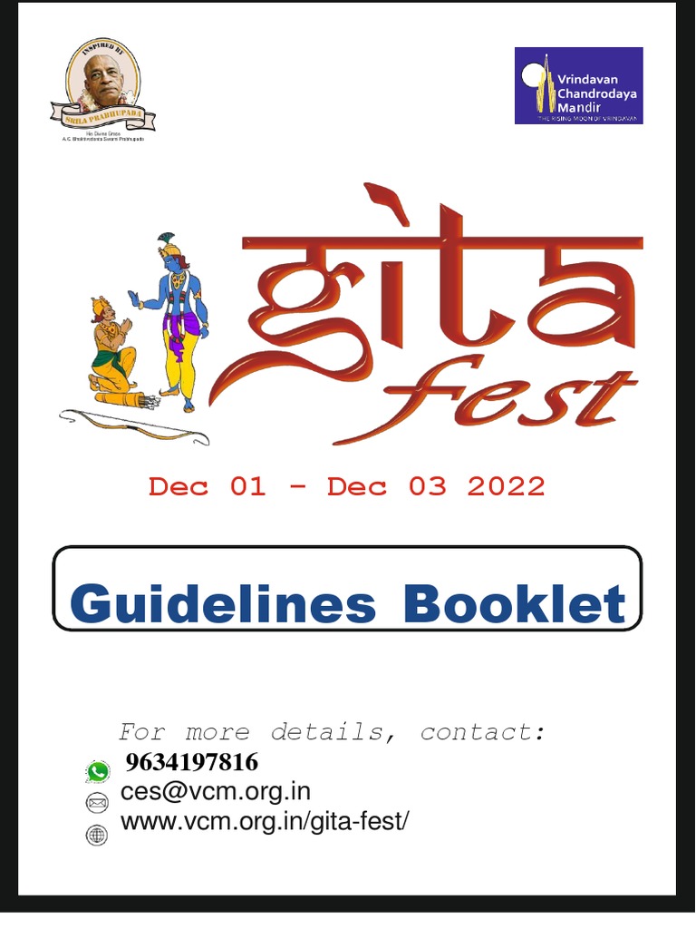 Guidelines Booklet: Dec 01 - Dec 03 2022 | PDF | Bhagavad Gita | Yoga