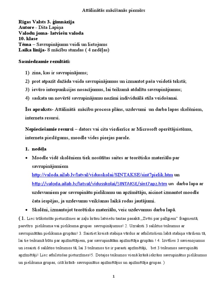 10 KL Latviesu Valoda Savrupinajumu Veidi Un Lietojums | PDF