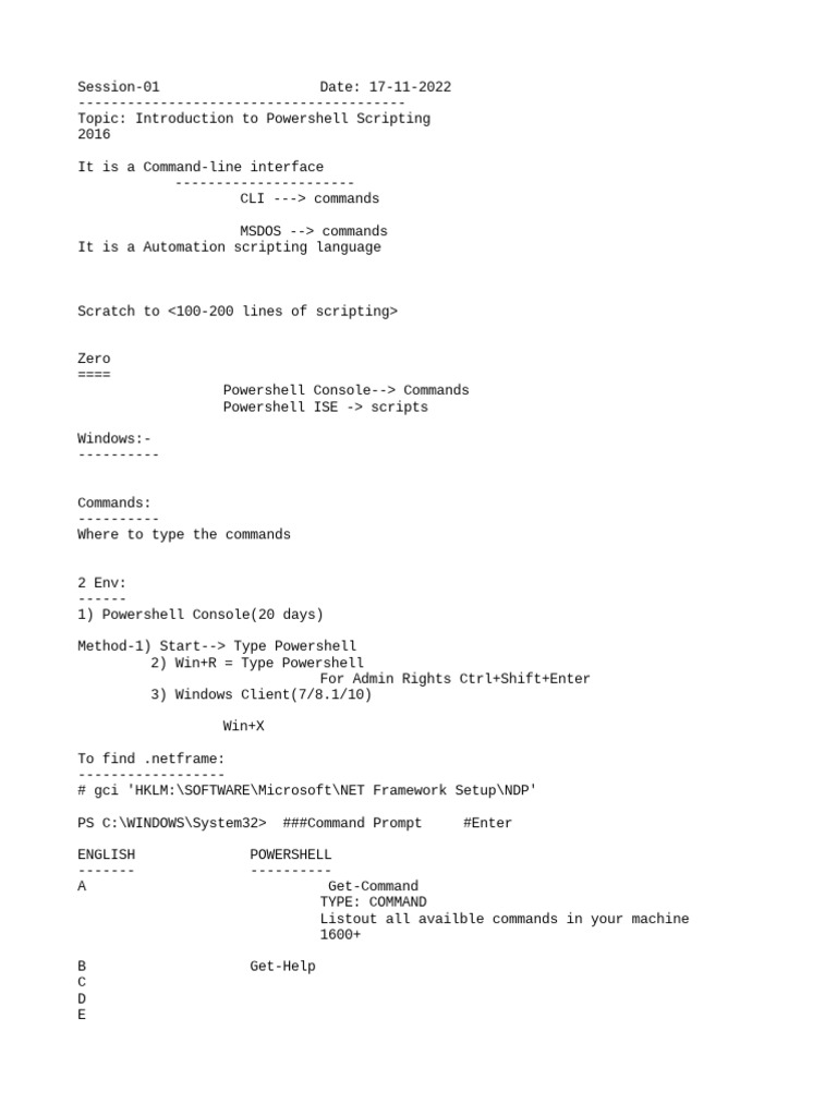 Introduction To Powershell Notes | PDF | Business | Computers