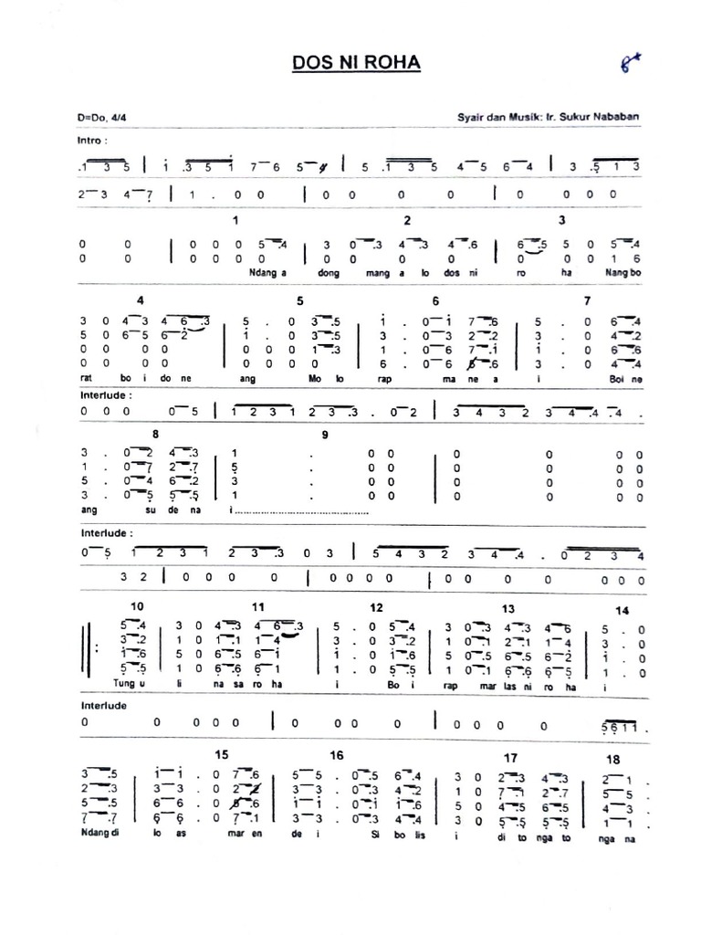 Partitur Dos Ni Roha | PDF