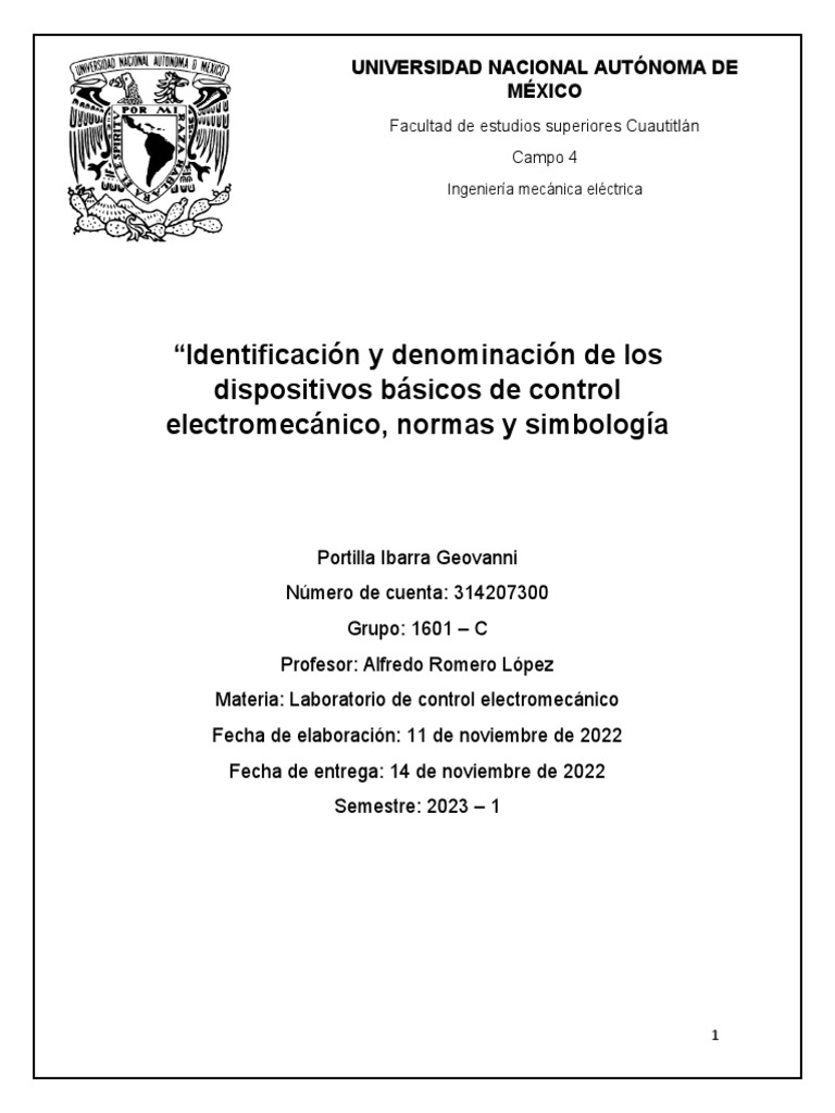 Identificación y Denominación de Los Dispositivos Básicos de Control ...