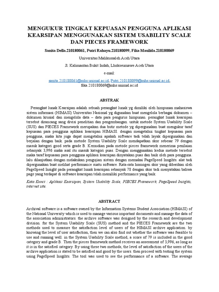 Mengukur Tingkat Kepuasan Pengguna Aplikasi Kearsipan Menggunakan ...