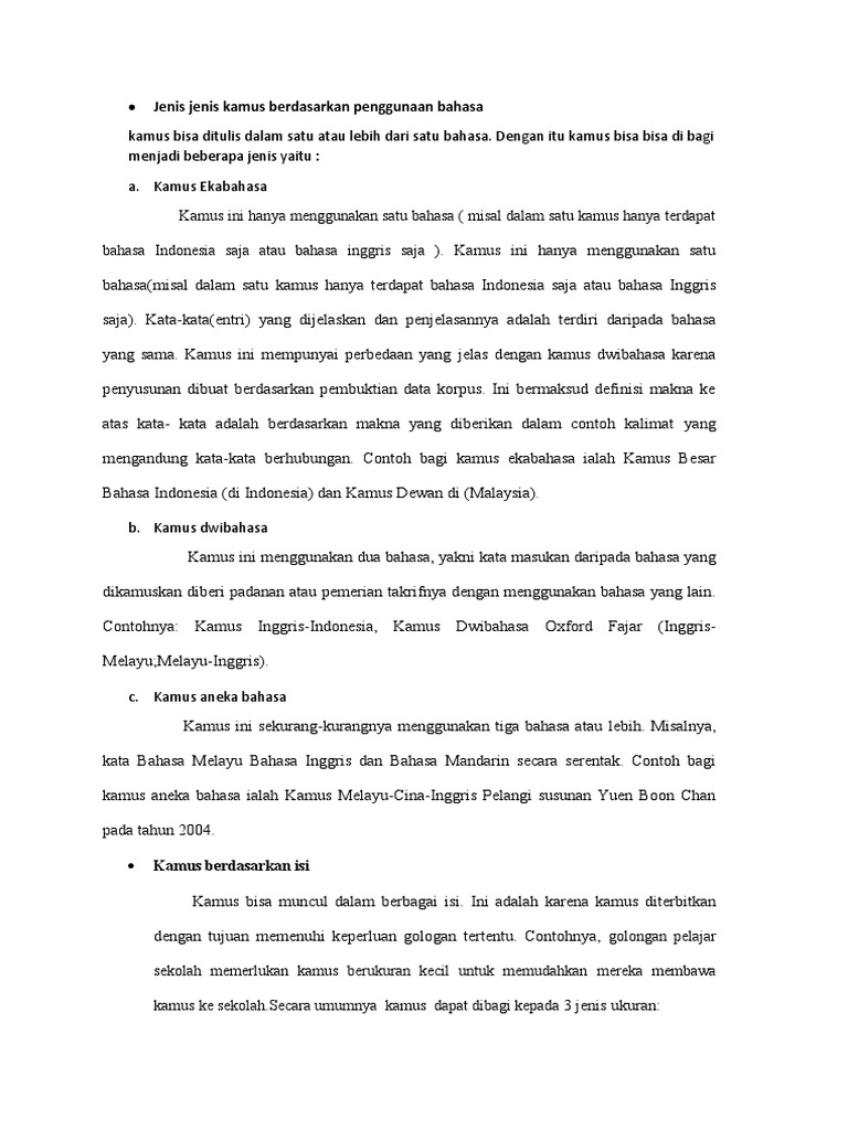 Jenis Jenis Kamus Dan Point Point Penyusunannya | PDF