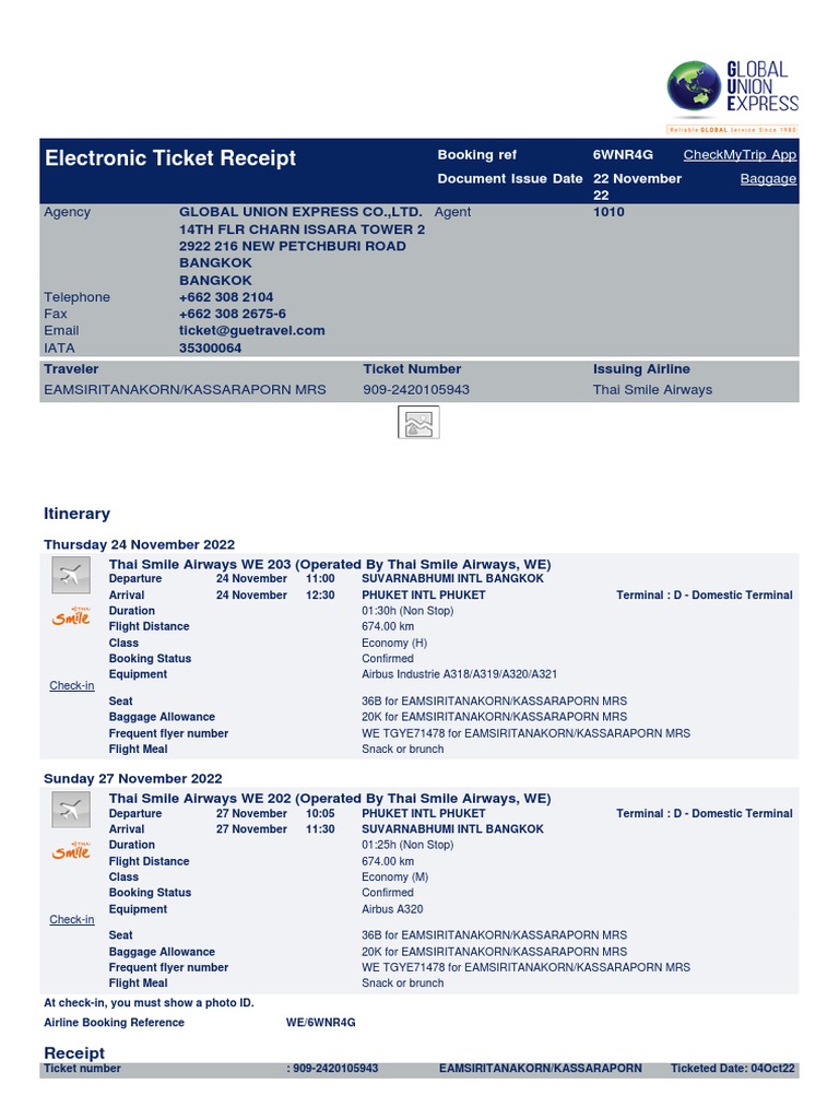 Your Electronic Ticket Receipt | PDF | Airlines | Aviation