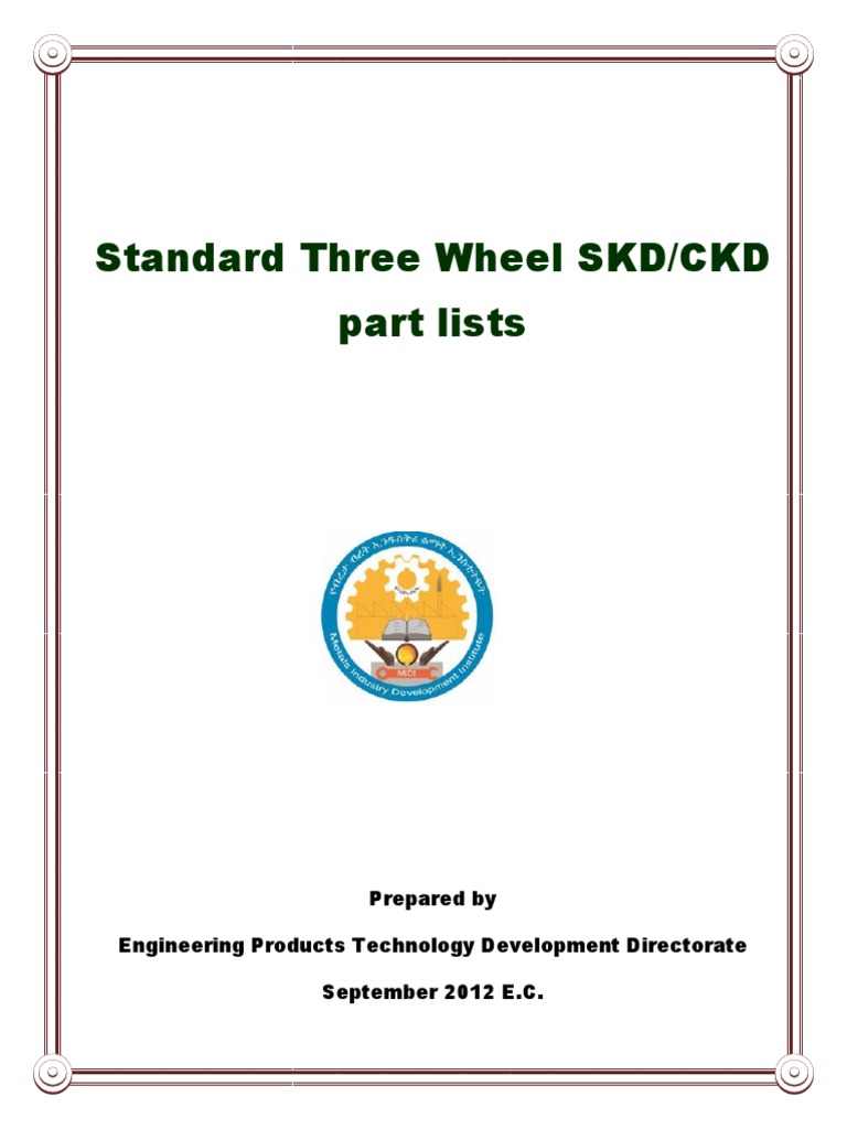#4 Standard 3 Wheel SKD CKD Final | PDF | Axle | Mechanical Engineering