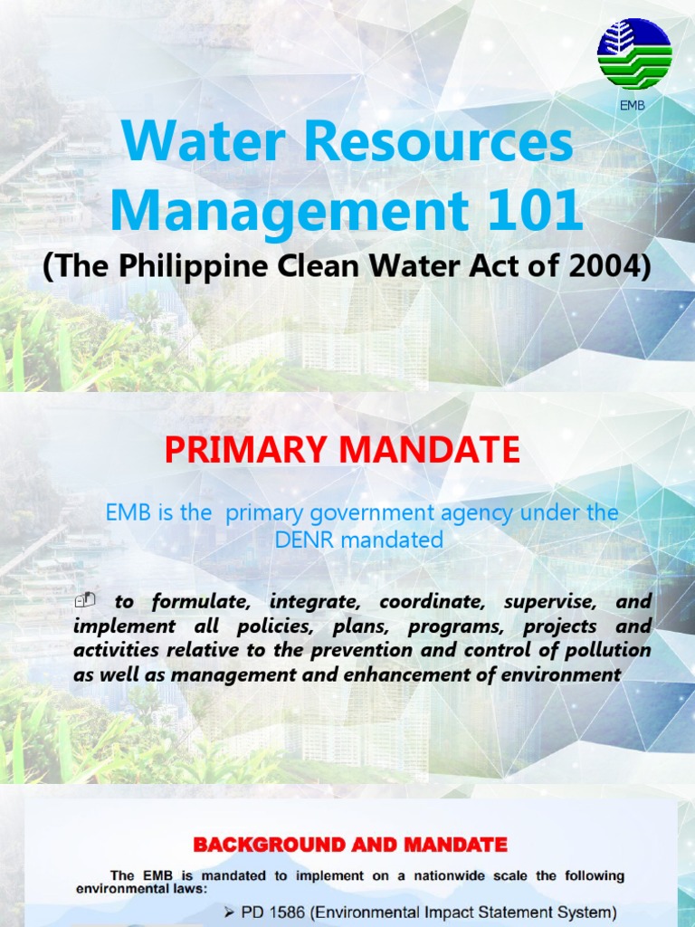 RA 9275 The Philippine Clean Water Act - Students.denr 10 - (POINT ...