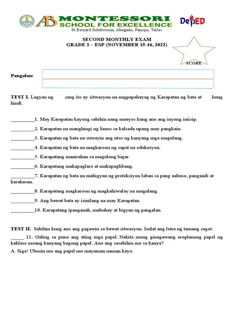 Grade-1 VALUES | PDF
