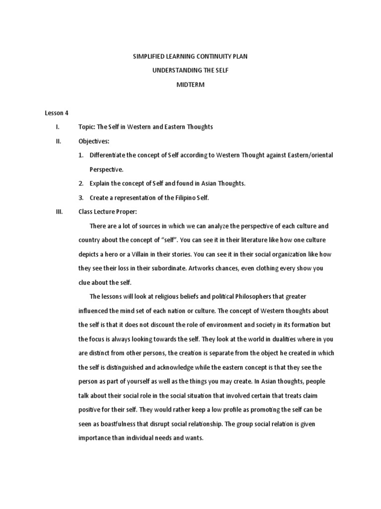 Understanding Self: Western vs Eastern Perspectives | PDF | Self | Thought