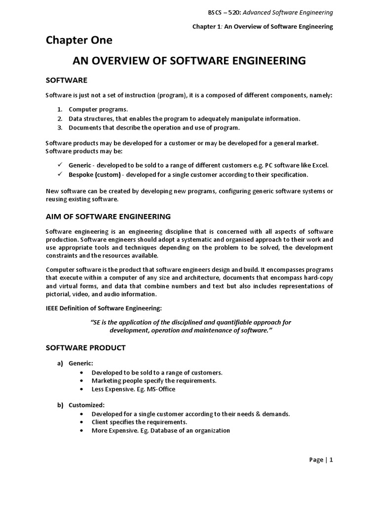 CH 01 - An-overview-of-Software-Engineering | PDF | Reliability ...