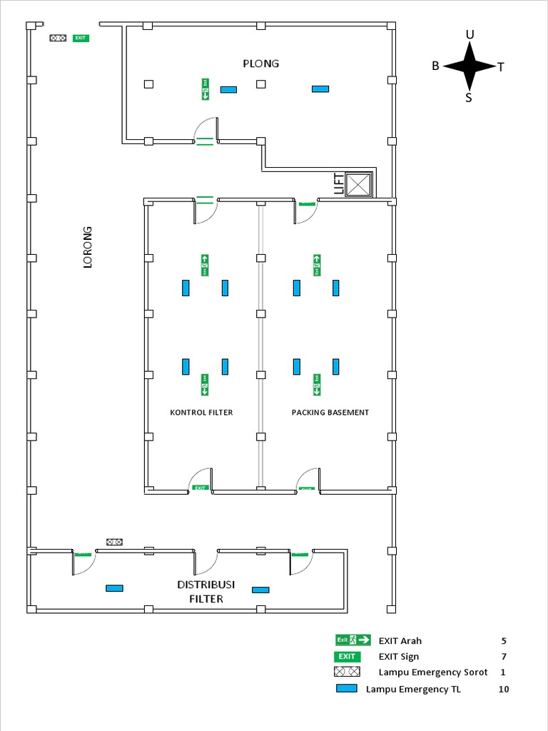 Floor plan diagram of a multi-level building showing multiple exit ...