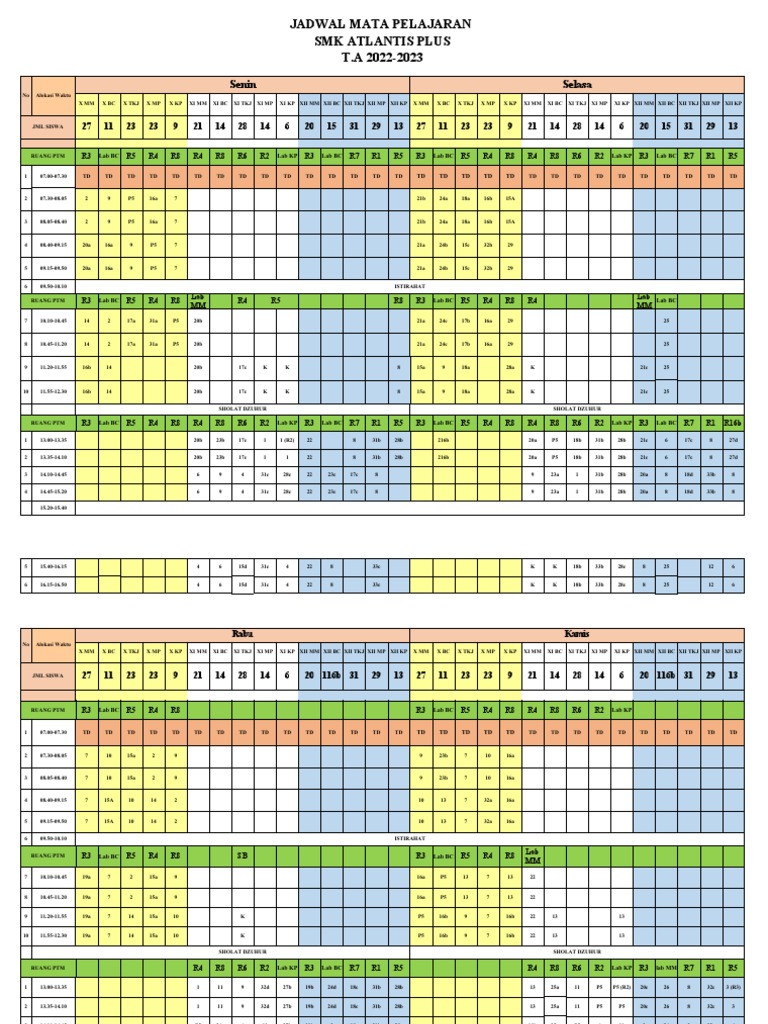 Jadwal Mapel 2022-2023 | PDF