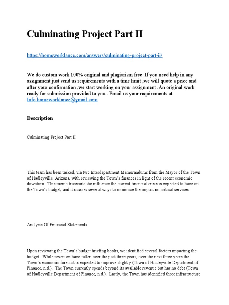 Culminating Project Part II | PDF | Budget | Financial Crisis Of 2007–2008