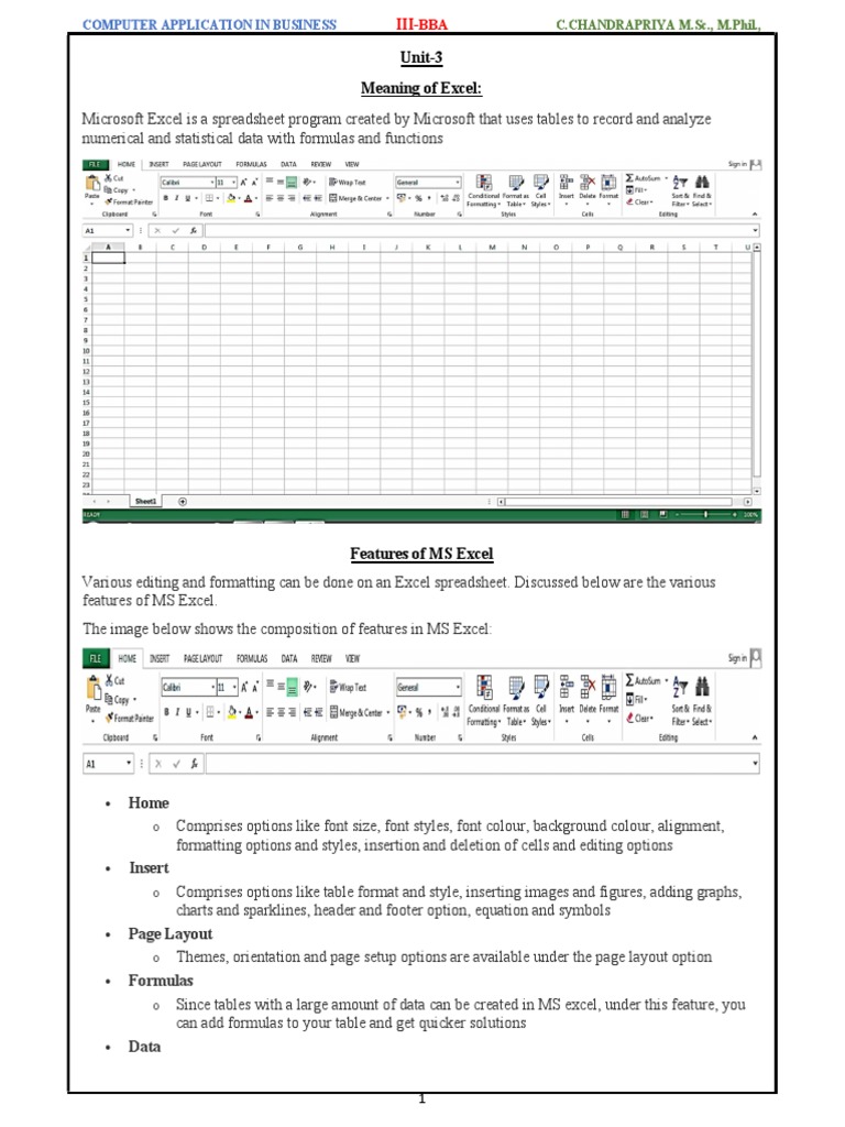 CAB - Unit-3 | PDF | Microsoft Excel | Spreadsheet