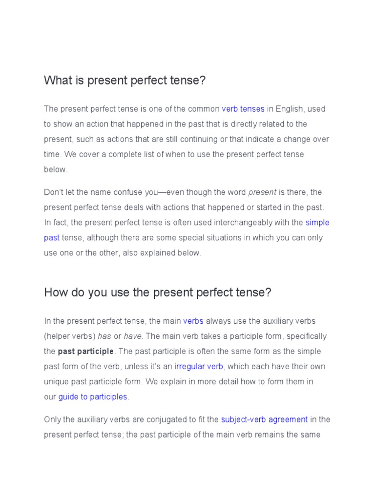 Present Perfect | PDF | Perfect (Grammar) | Verb