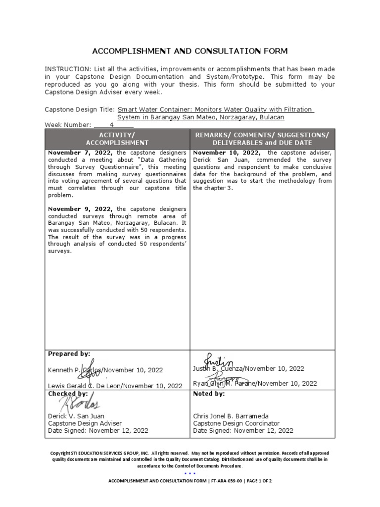 Accomplishment and Consultation Form (2) - 3 | PDF