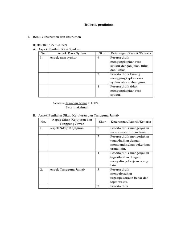 Rubrik Penilaian Descriptive Text | PDF