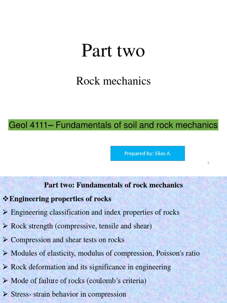Lecture 8 - Engineering Properties of Rocks | PDF | Strength Of Materials | Rock (Geology)
