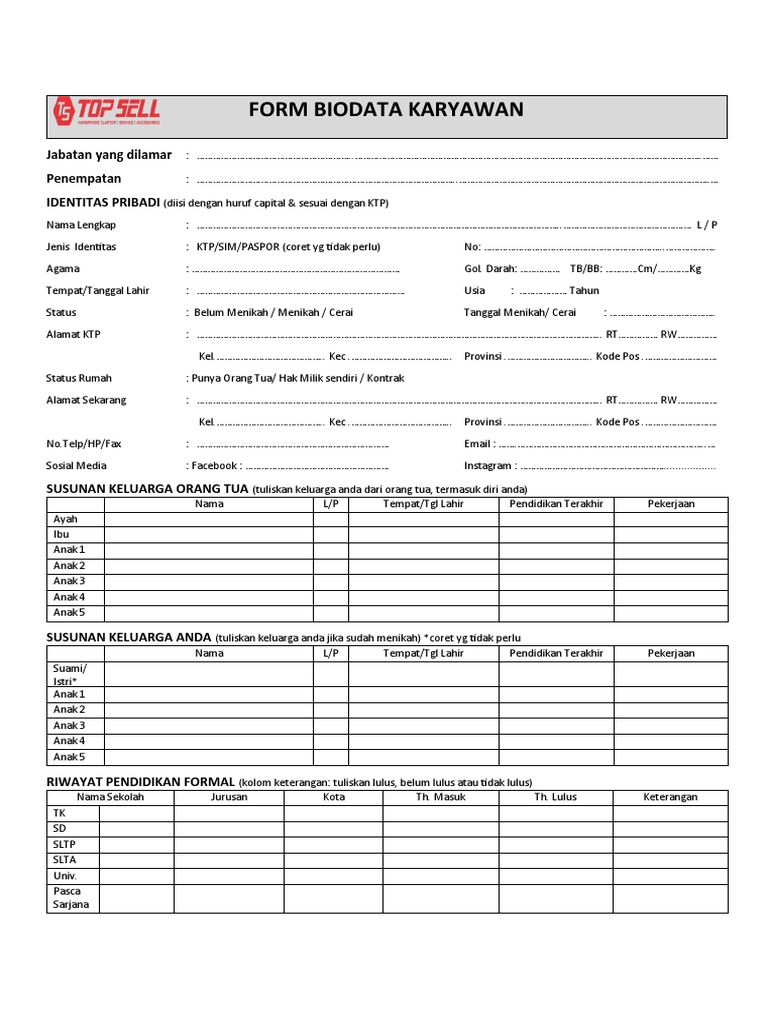Biodata Karyawan - Edit | PDF