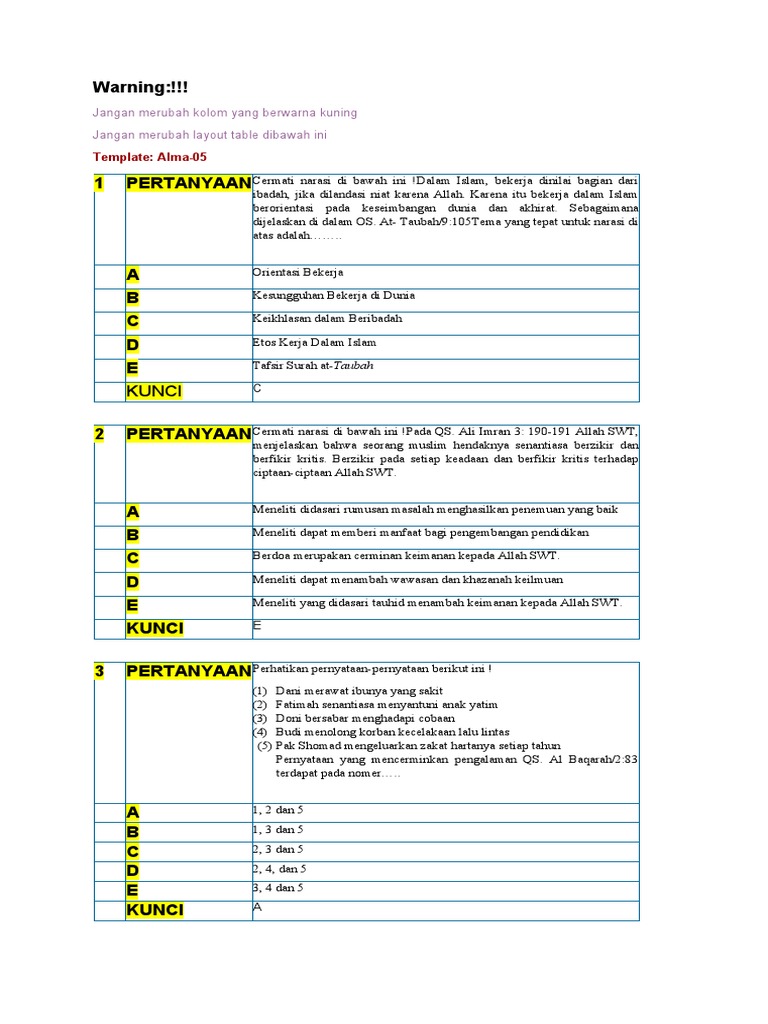 Template - Soal - Template 30 Soal 2022 | PDF