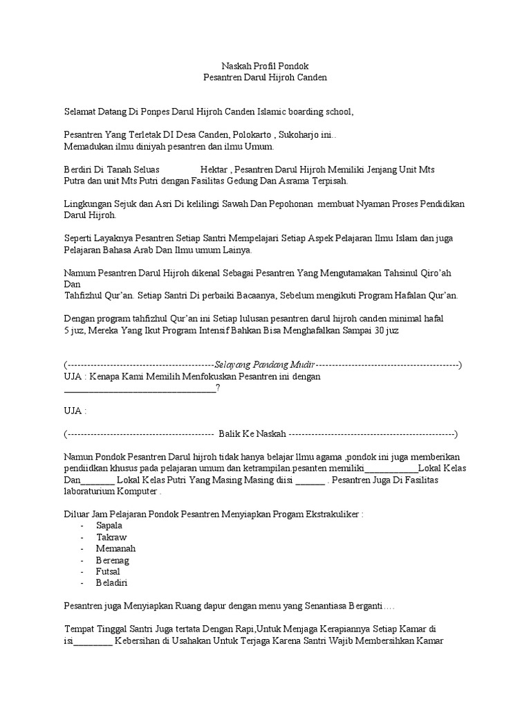 Naskah Profil Pondok MDH | PDF | Kesehatan Holistik