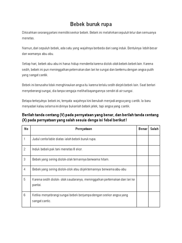 Bebek Si Buruk Rupa | PDF