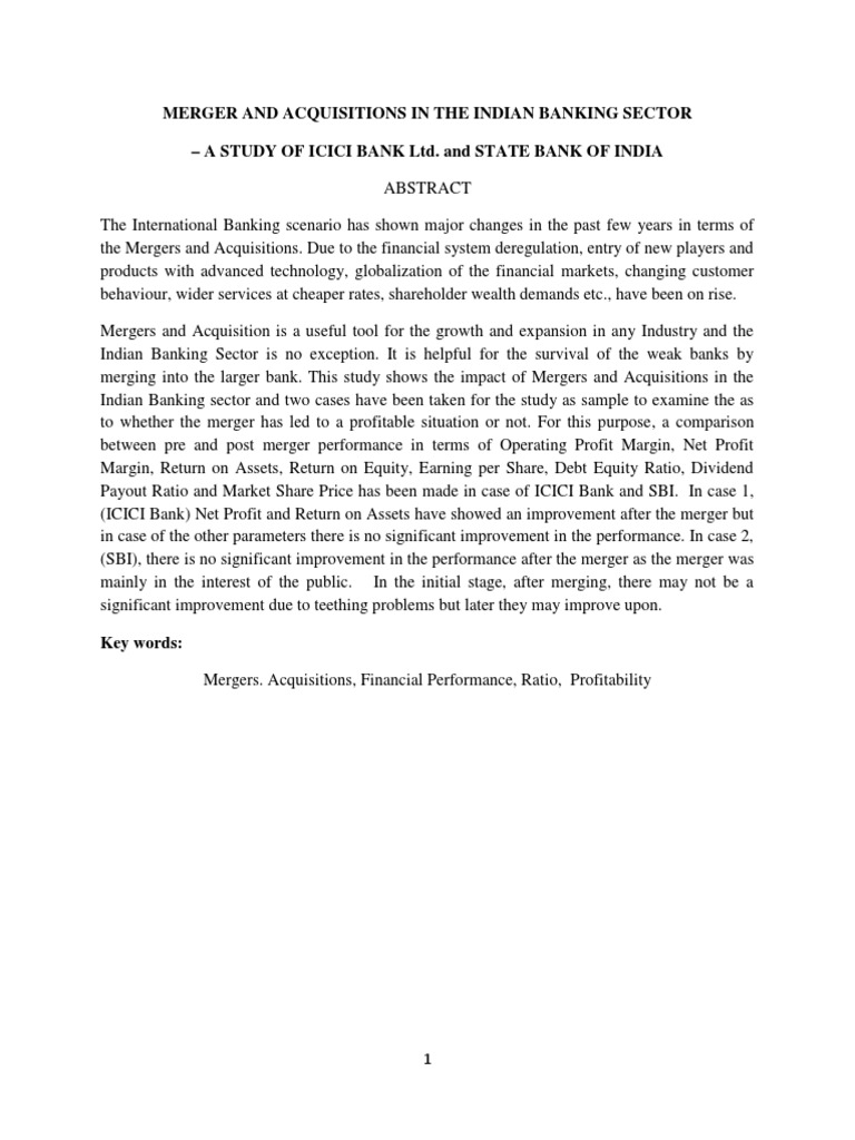 Merger and Acquisitions in The Indian Ba | PDF | Mergers And Acquisitions | Stocks