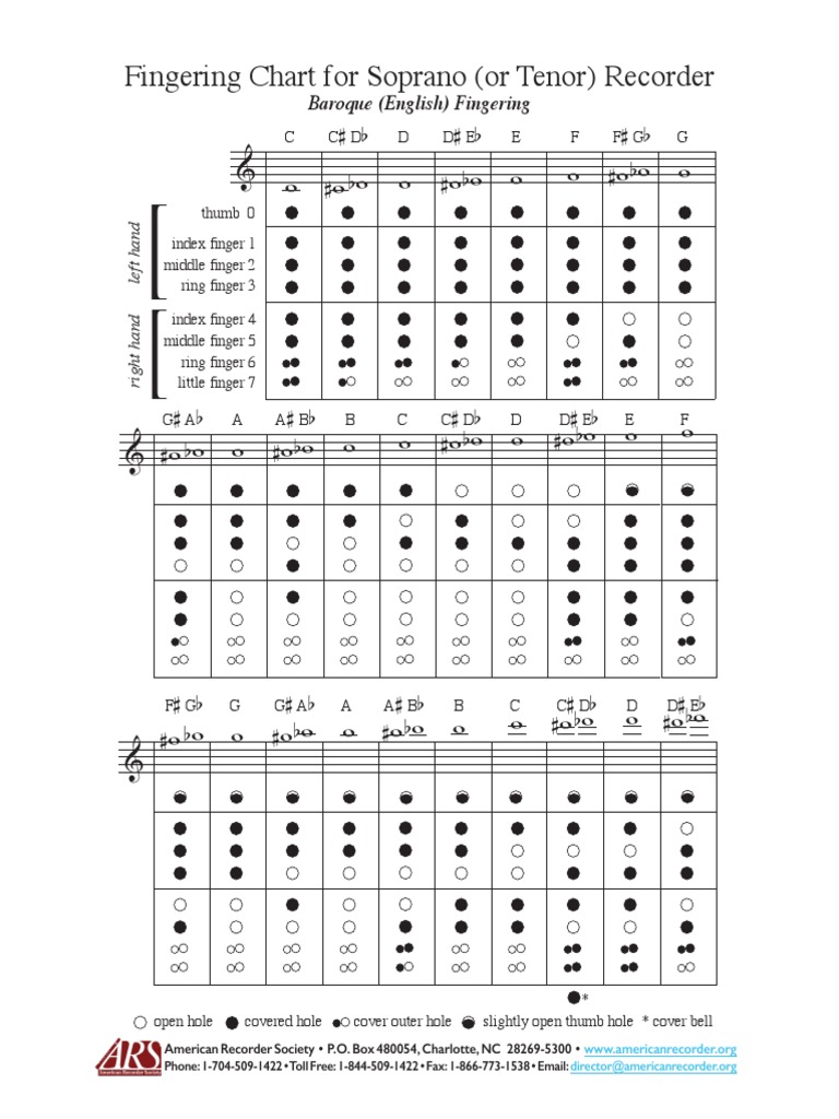 Fingering Chart For Soprano Recorder | PDF