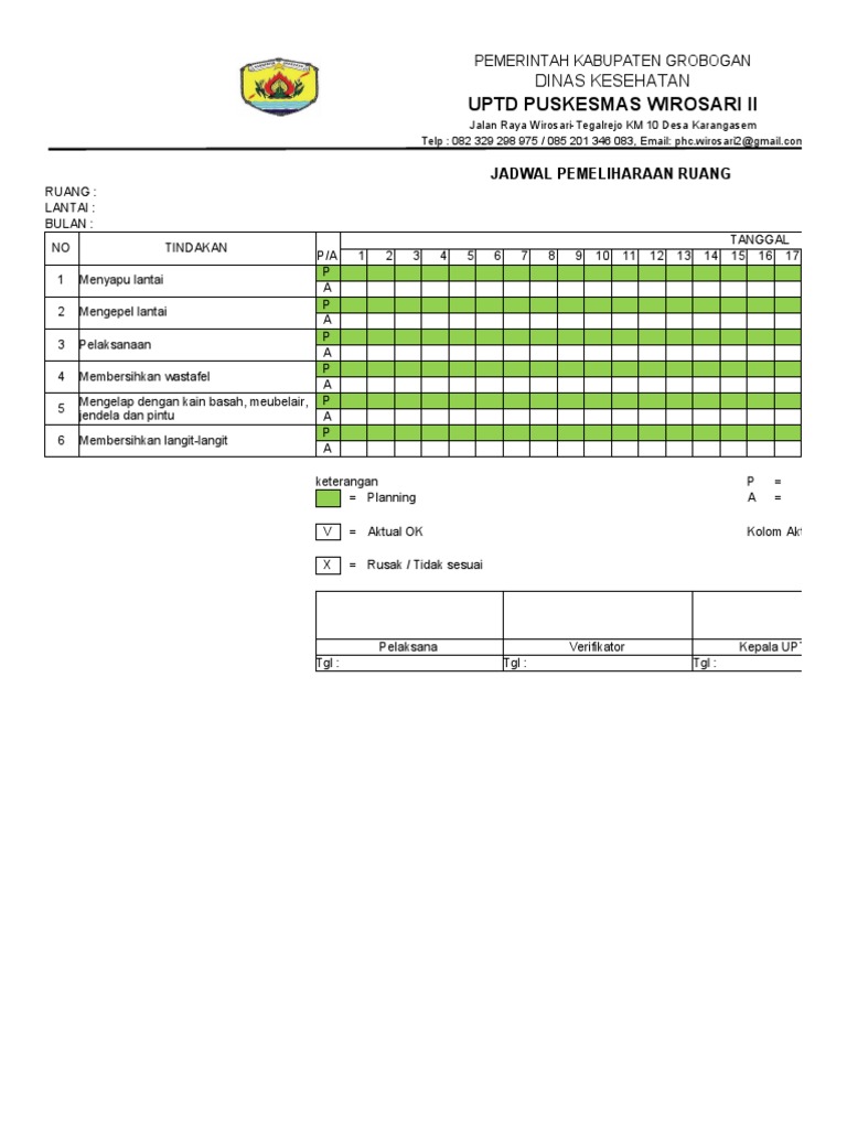 Form Jadwal Pemeliharaan Ruang | PDF
