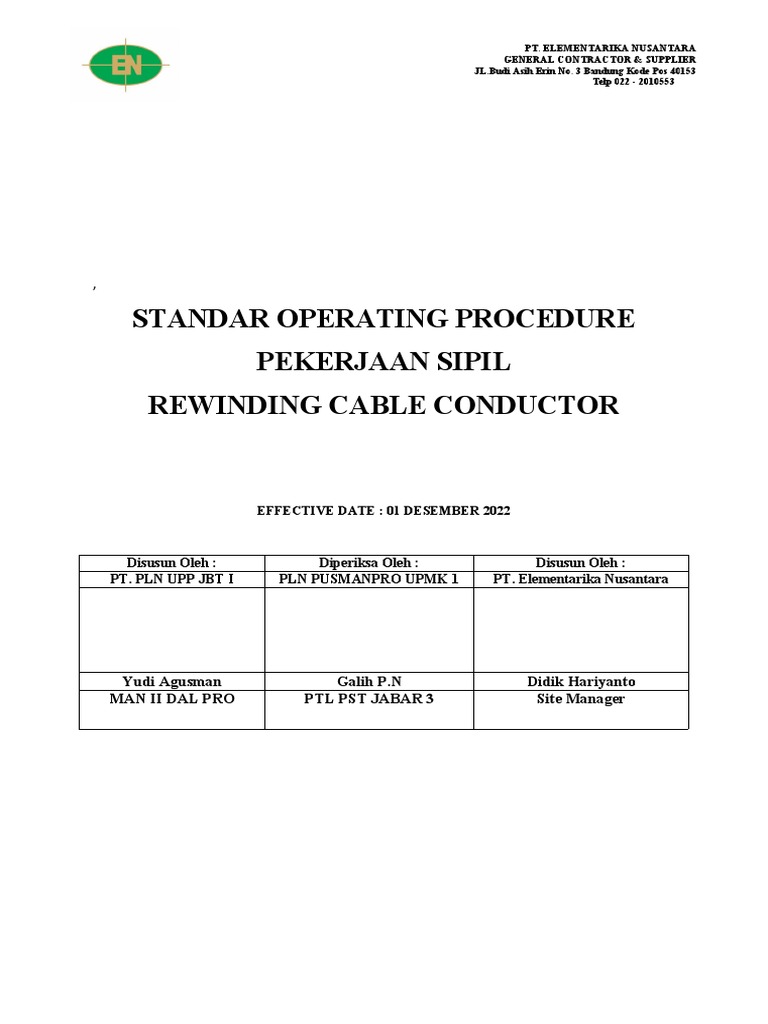 Prosedur Rewinding Kabel Conductor | PDF
